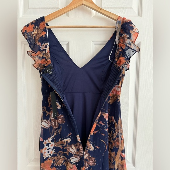 Lulus | Dresses | Lulus Stunning Favorite Navy Blue Floral Ruffle High ...